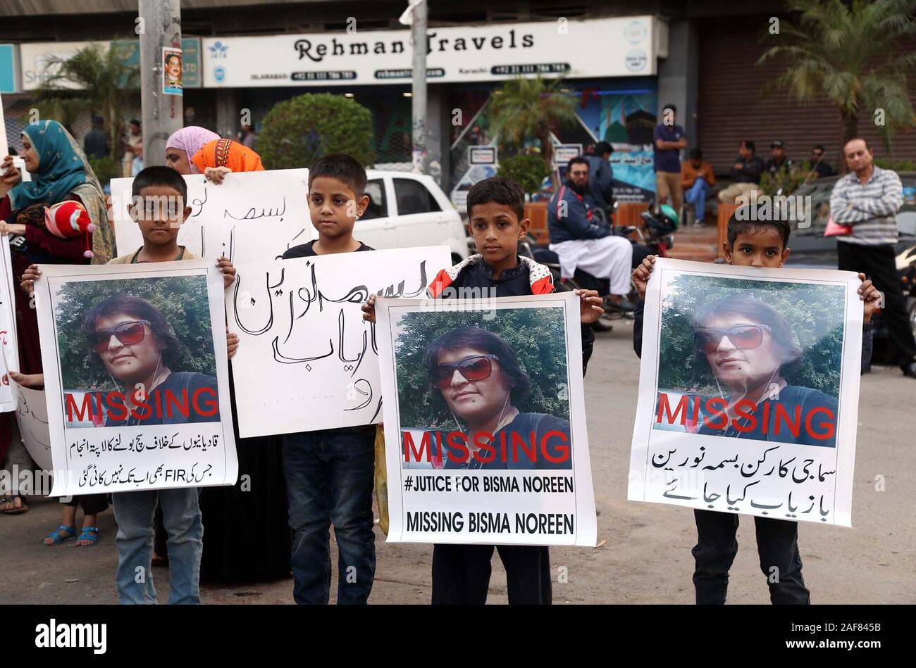 Relatives of missing Bisma Noreen are holding protest demonstration for ...