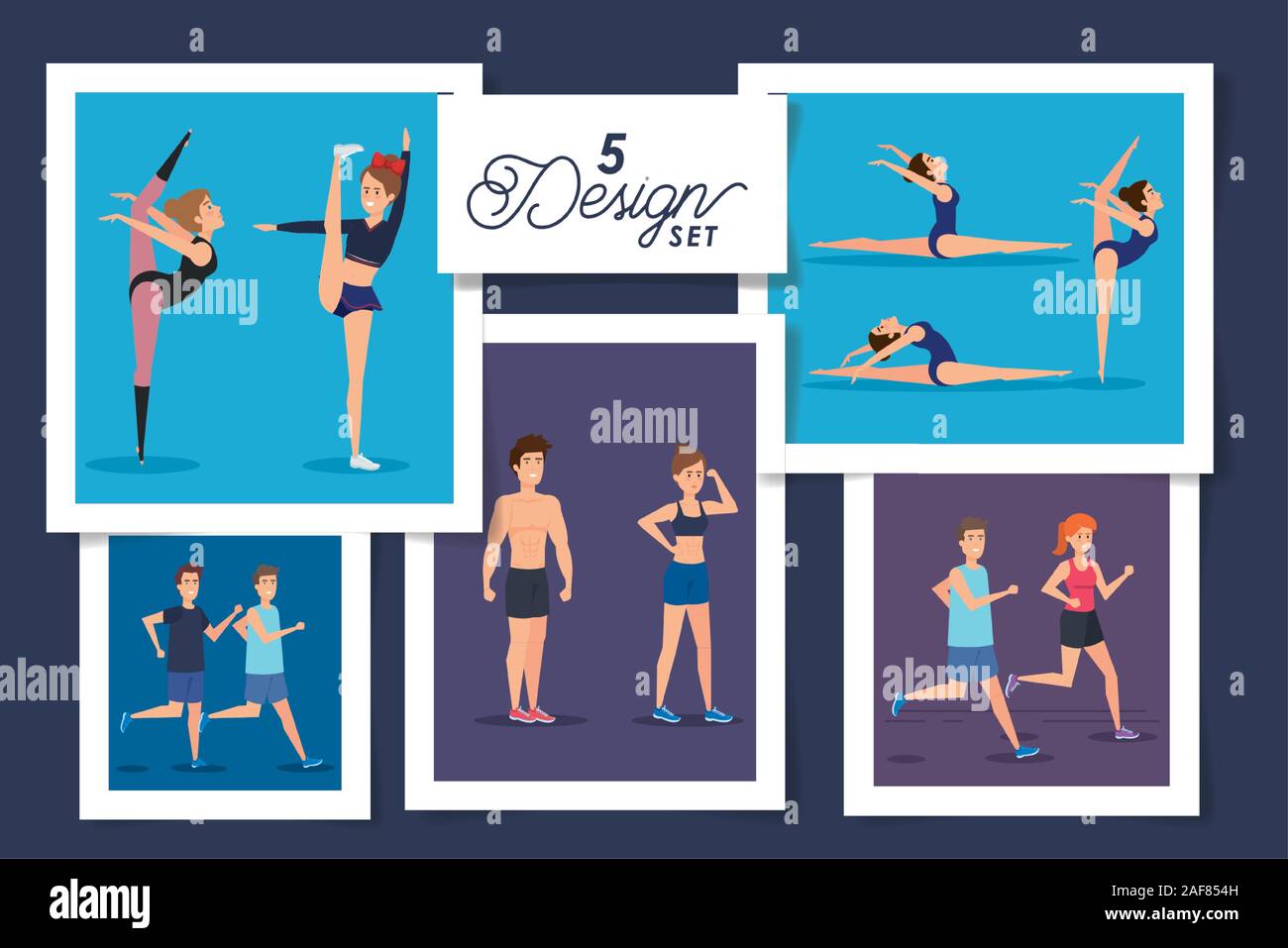 five designs of people practicing exercise Stock Vector Image & Art - Alamy