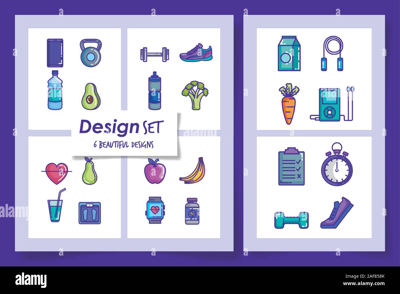 six designs of lifestyle healthy and icons Stock Vector Image & Art - Alamy