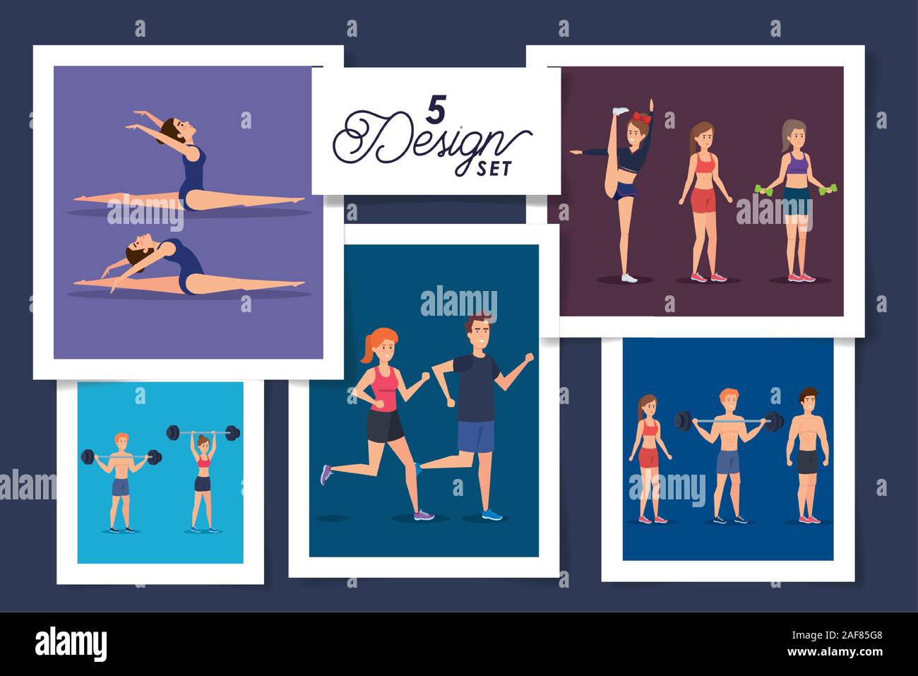 five designs of people practicing exercise Stock Vector Image & Art - Alamy