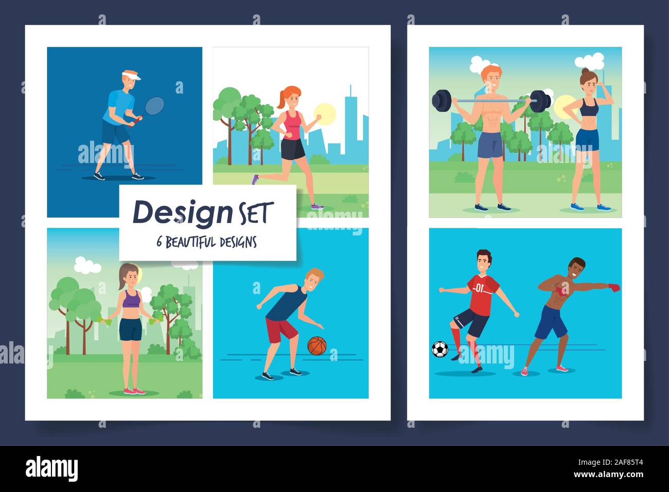 six designs of people practicing exercise Stock Vector Image & Art - Alamy