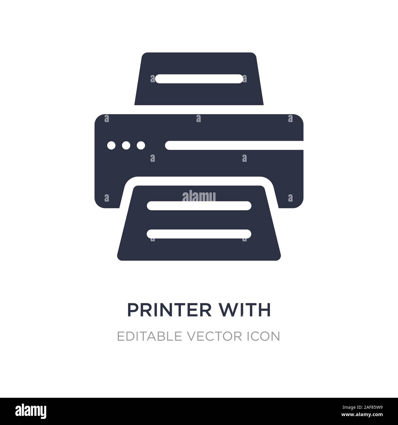 printer with written paper icon on white background. Simple element ...
