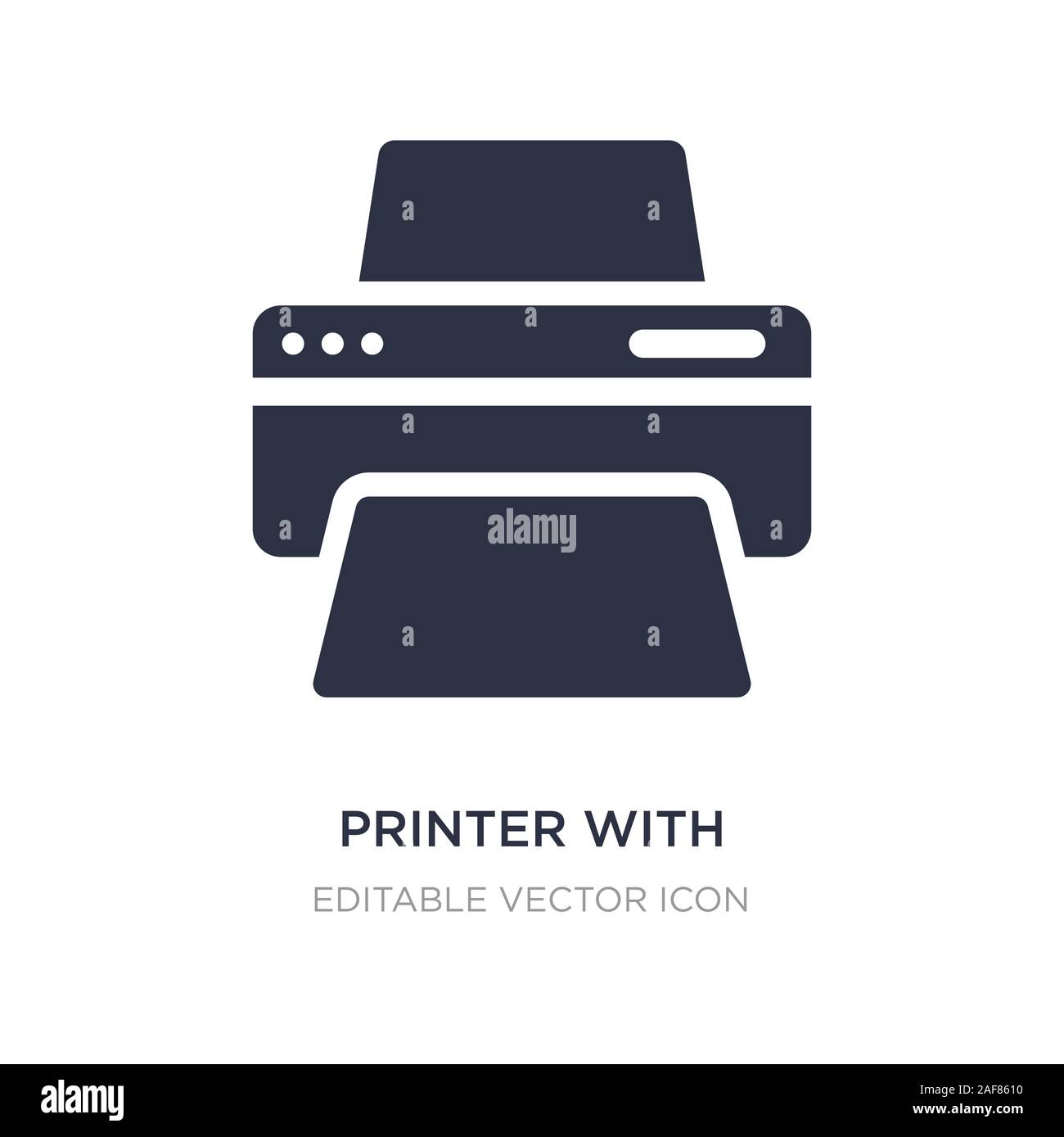 printer with print and paper sheets icon on white background. Simple ...