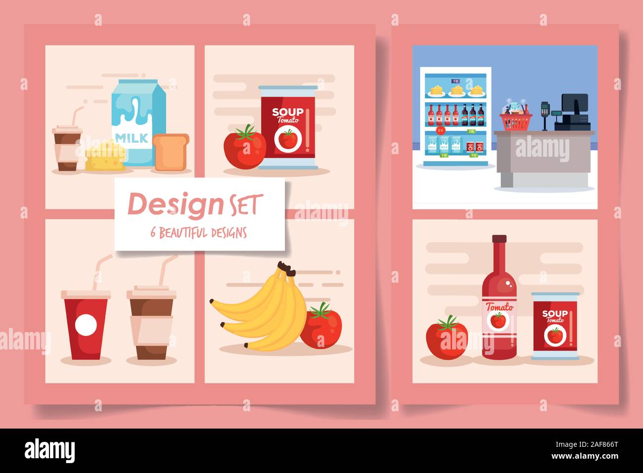 six designs set of products supermarket Stock Vector Image & Art - Alamy