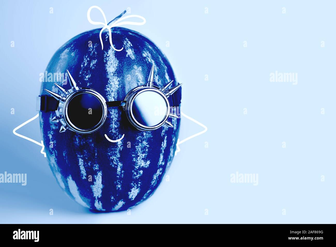 Classic Blue. Color of the Year 2020. Watermelon punk in rocker glasses ...