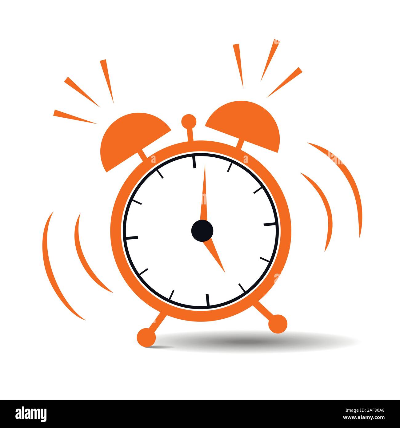 Ringing orange alarm clock in simple flat style. Vector illustration ...