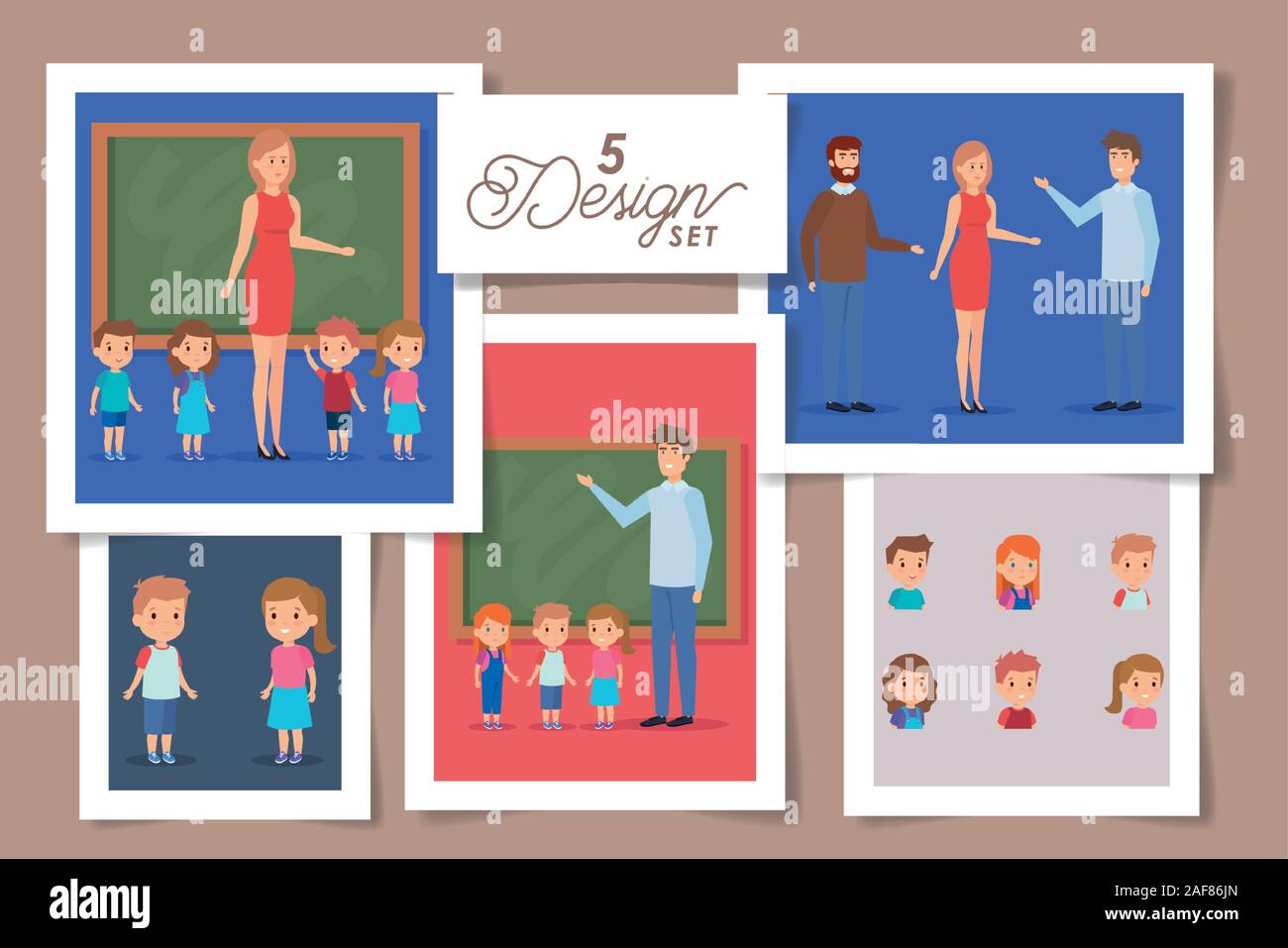 five designs of teachers and students Stock Vector Image & Art - Alamy