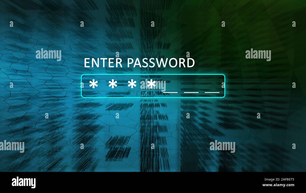 Enter your password concept screen with a password box and asterisks ...