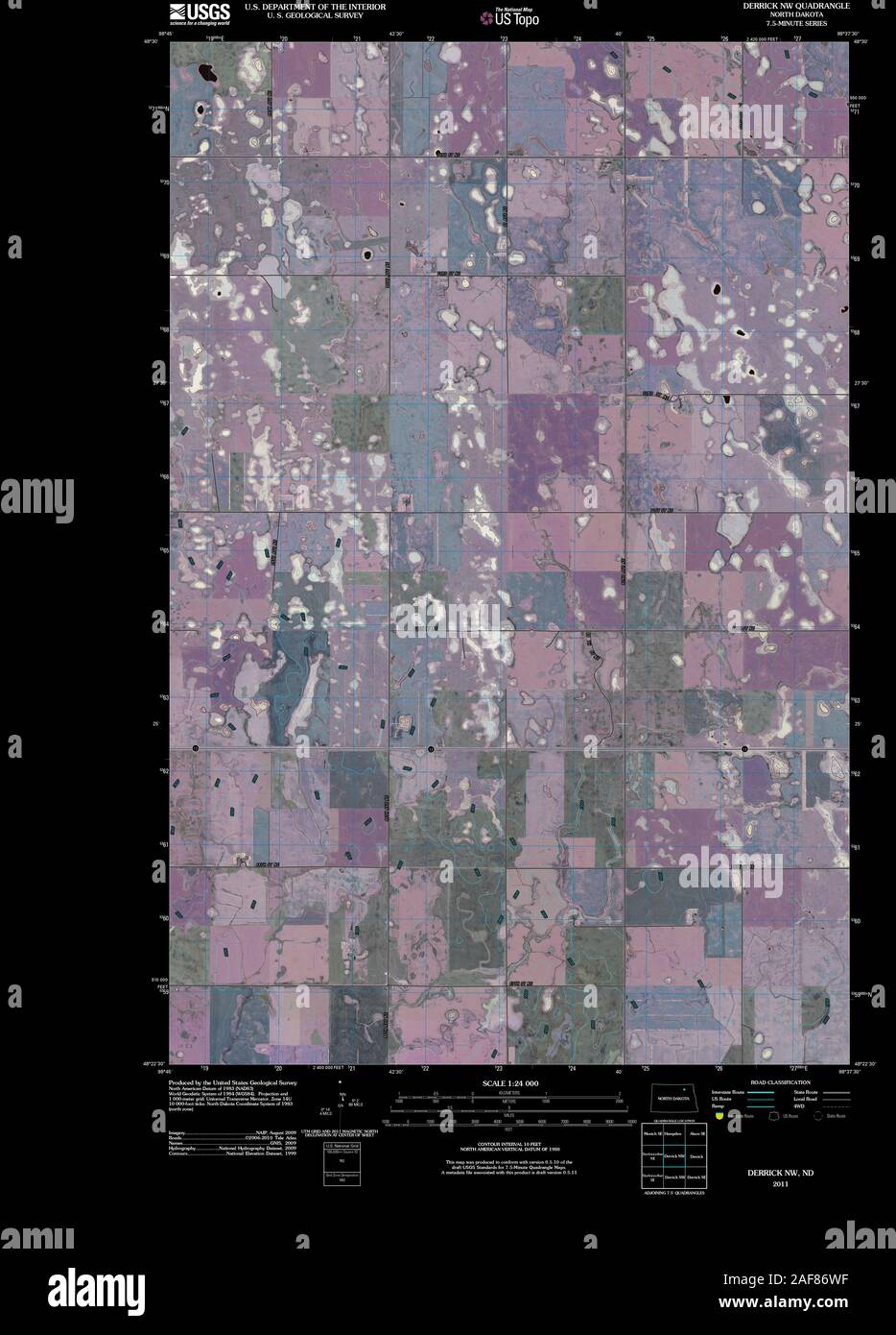 USGS TOPO Map North Dakota ND Derrick NW 20110414 TM Inverted ...