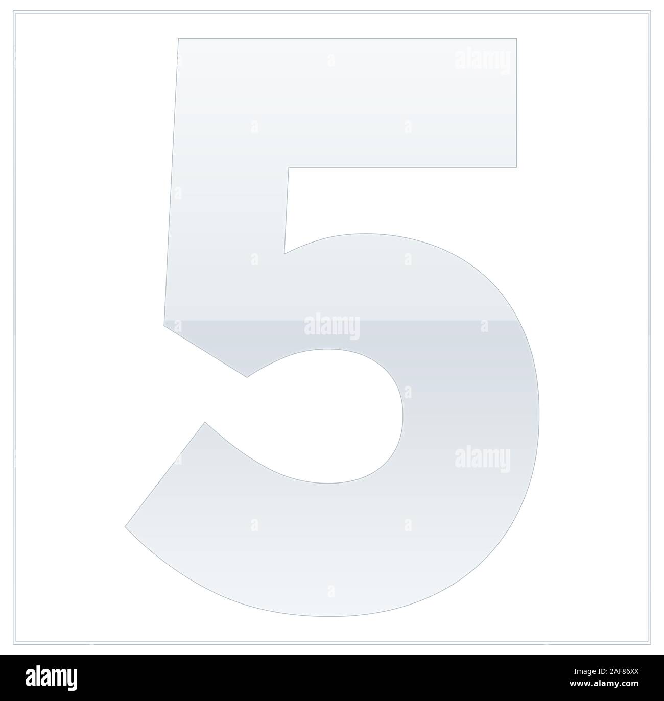 The number 5, made white and grey, half-and-half. Same colors turn ...