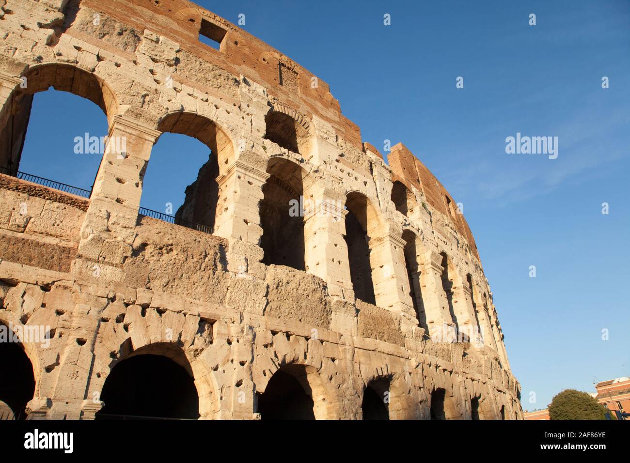 The exterior walls of the Colosseum (or Coliseum) in Rome, Italy. One ...
