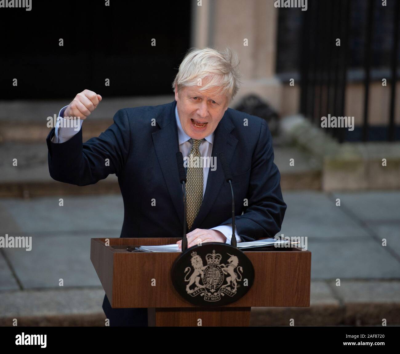 10 Downing Street, London, UK. 13th December 2019. Boris Johnson speaks ...
