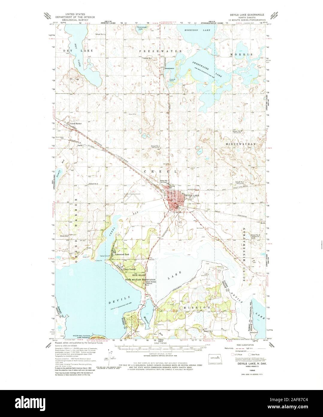 Map of devils lake hi-res stock photography and images - Alamy