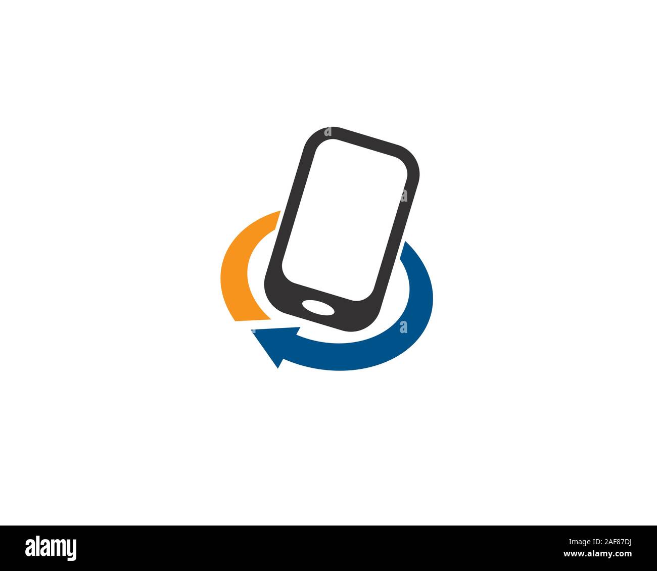 cell phone touch apps icon for circular recycle process arrow under ...