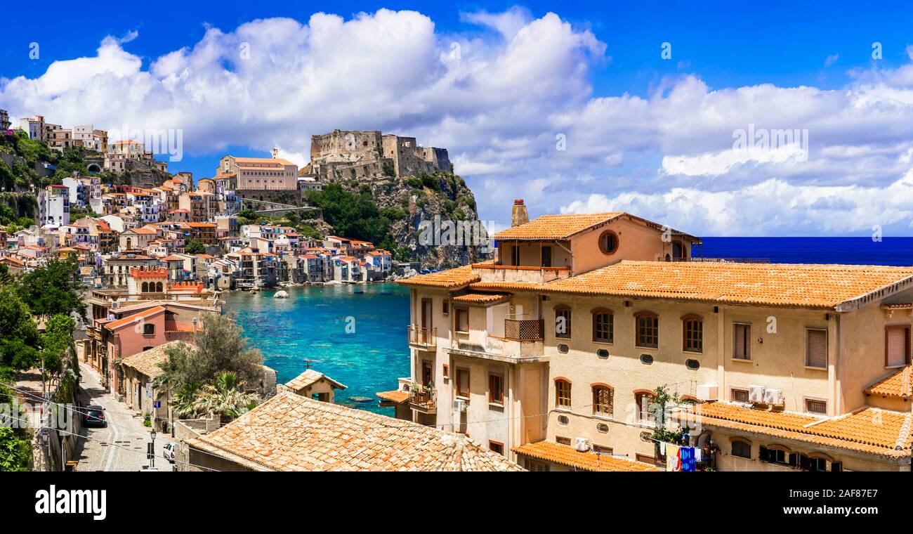 Beautiful Scilla village,view with sea,traditional houses and Ruffo ...