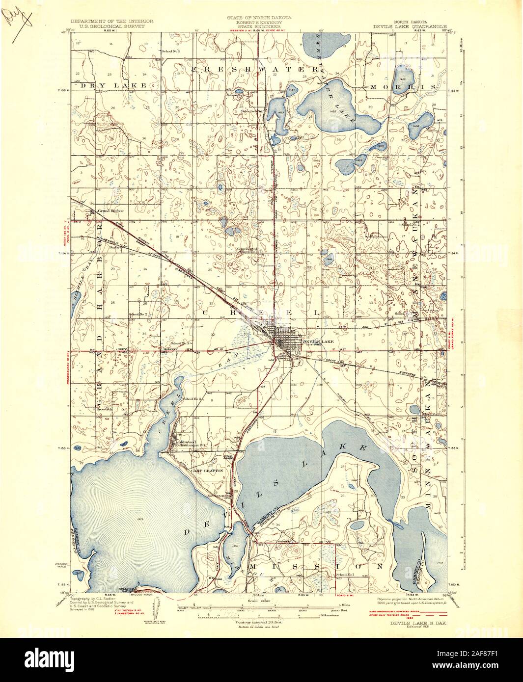 Devils lake north dakota map hi-res stock photography and images - Alamy