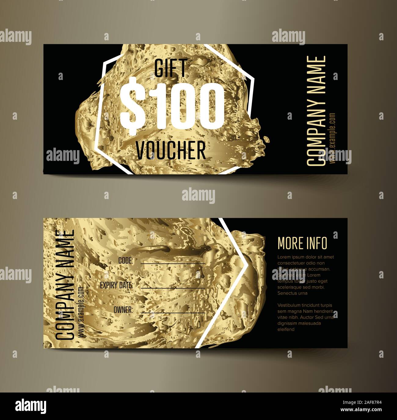 Voucher gift card template with luxury modern illustration - front and ...