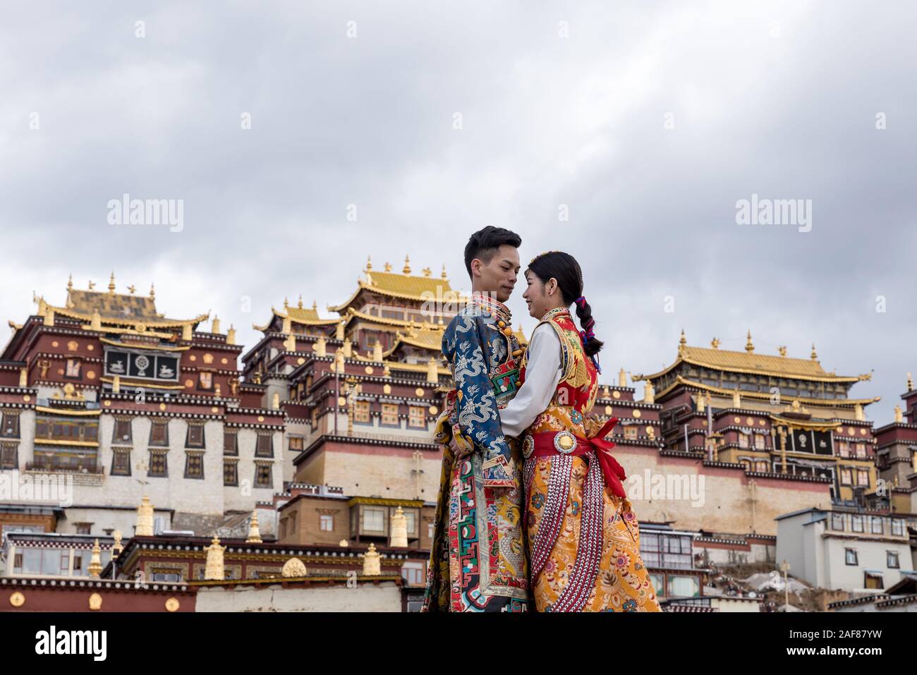 March, 20. 2019: Couple with traditional costumes in front of ...