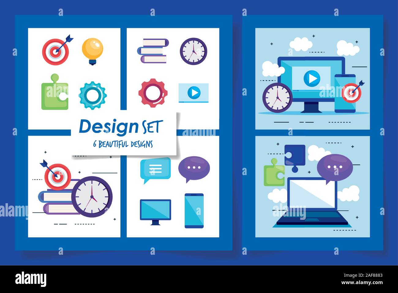 six designs of teamwork set icons Stock Vector Image & Art - Alamy