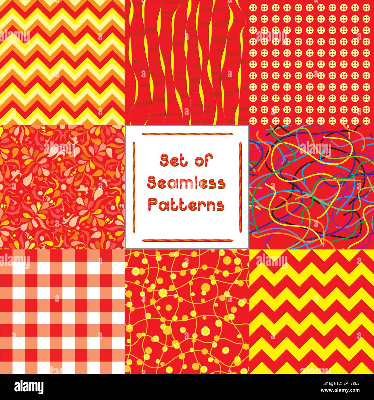 Set of abstract seamless backgrounds with red pattern,vector ...