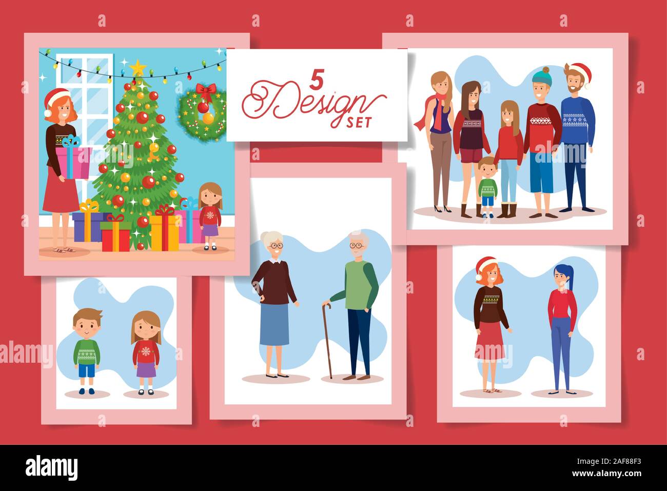 Five family members Stock Vector Images - Alamy