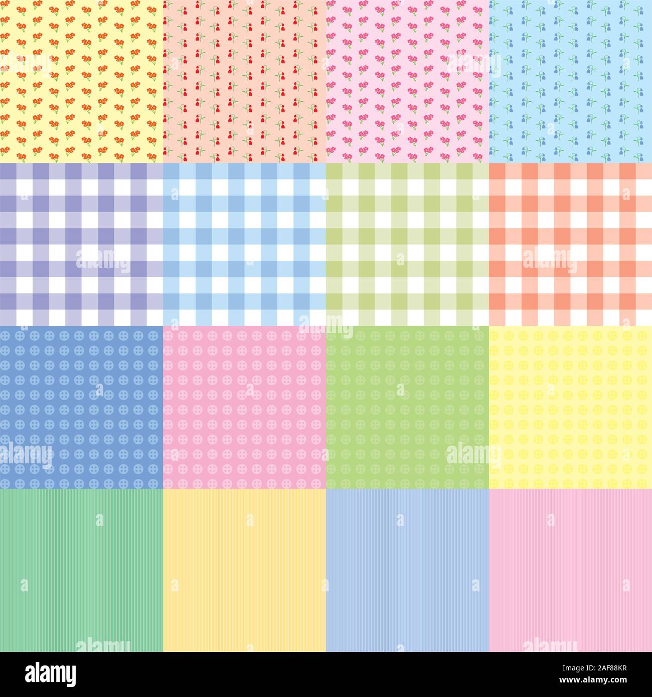 Set of 16 retro seamless patterns, vector illustration Stock Vector ...