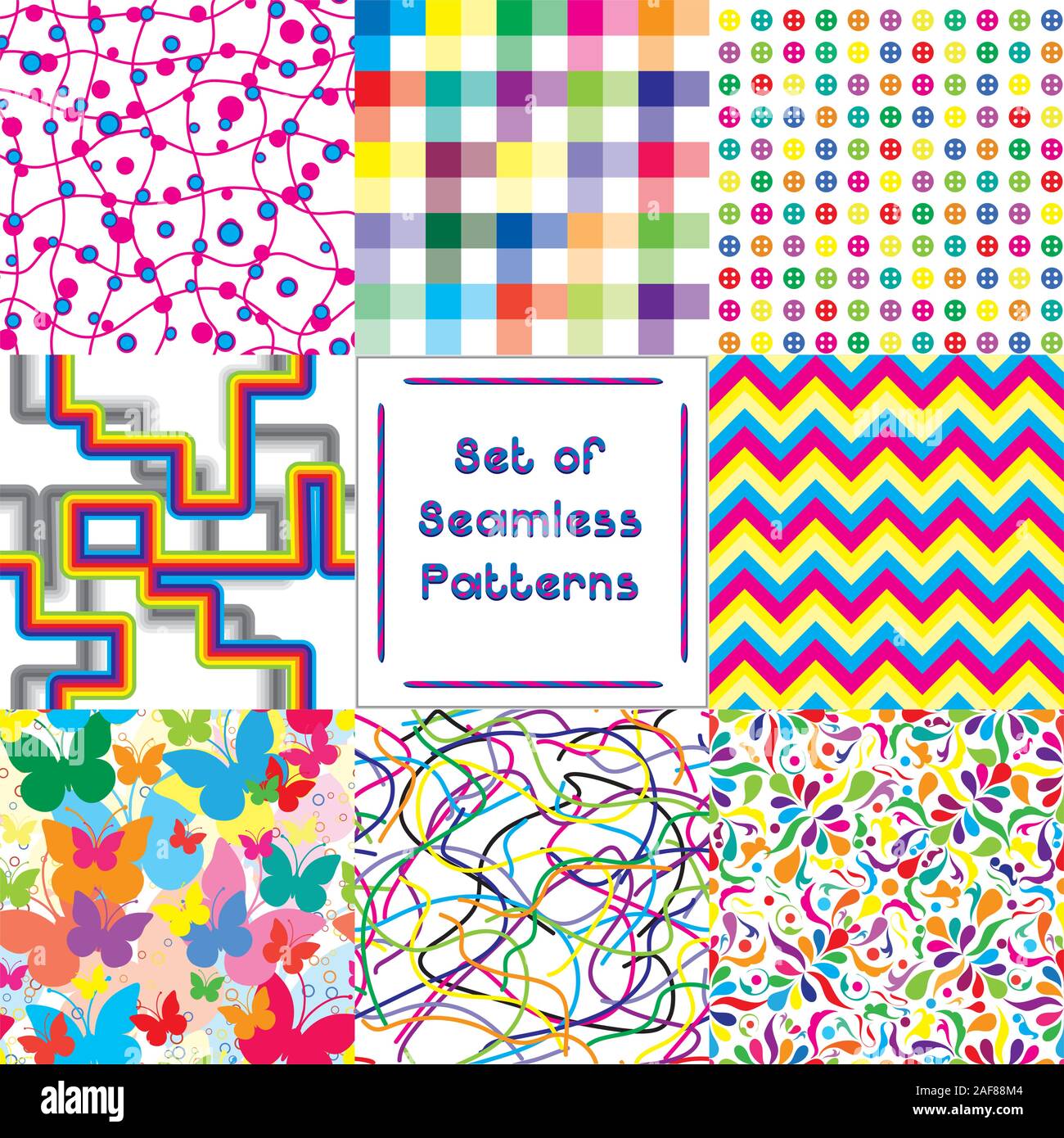 Set of abstract seamless backgrounds with bright pattern,vector ...