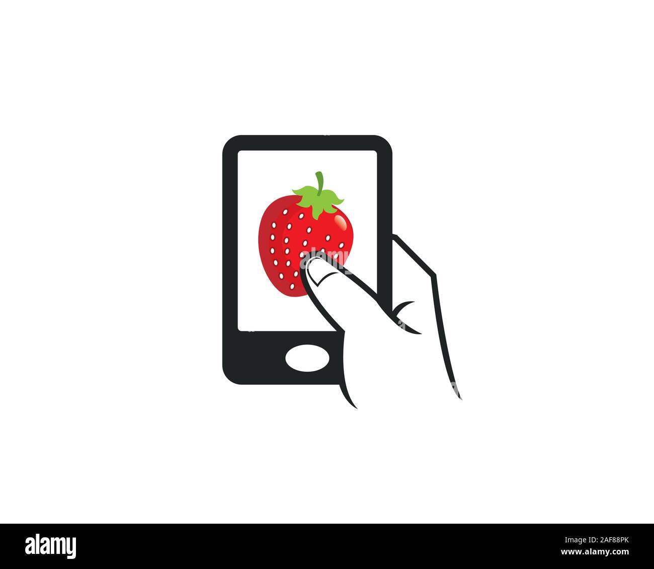 cell phone touch apps icon for organic food fruits straberry company ...