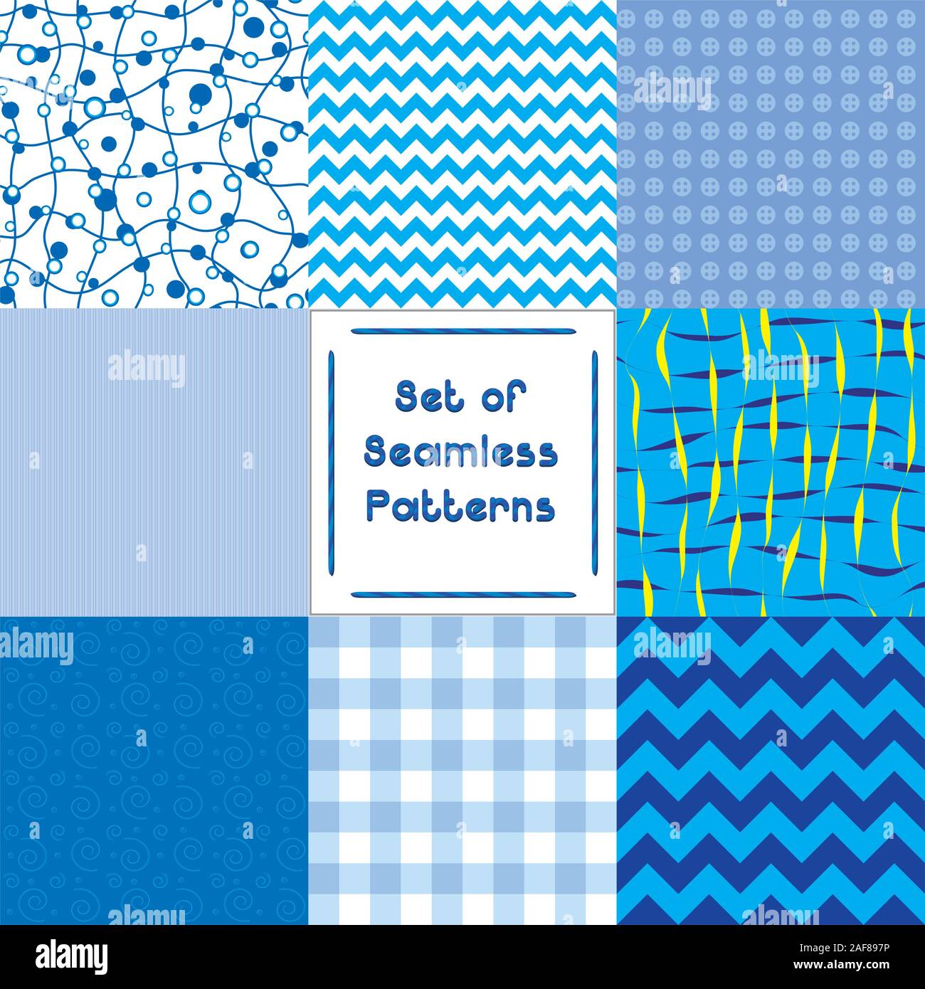 Set of abstract seamless backgrounds with blue pattern,vector ...