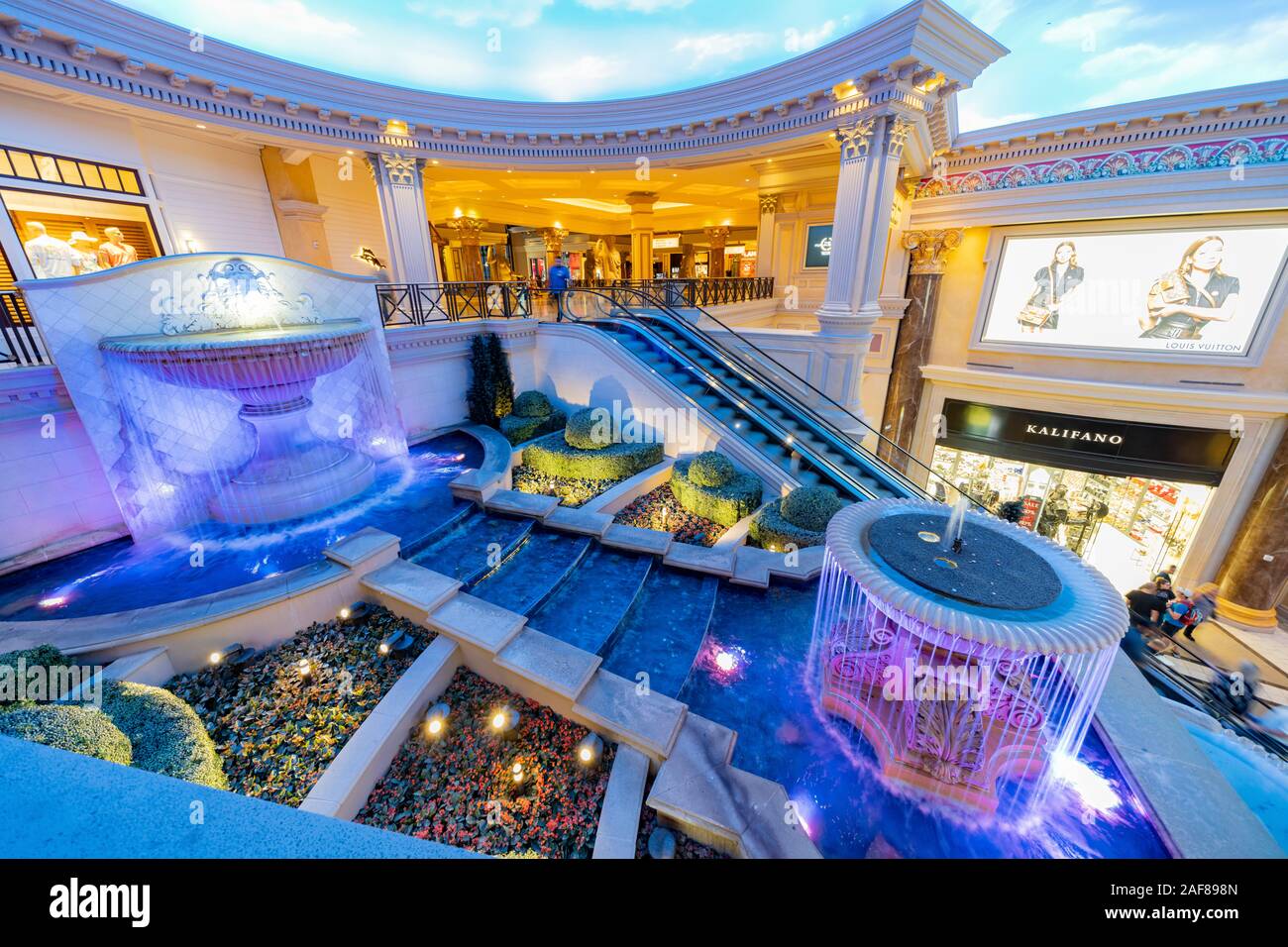 Las Vegas, SEP 25: Interior view of the forum shops of Caesars Palace ...