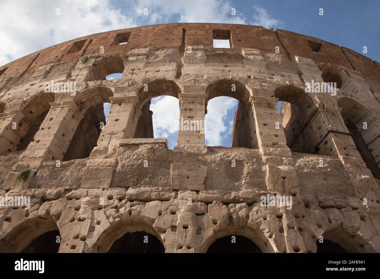The exterior walls of the Colosseum (or Coliseum) in Rome, Italy. One ...