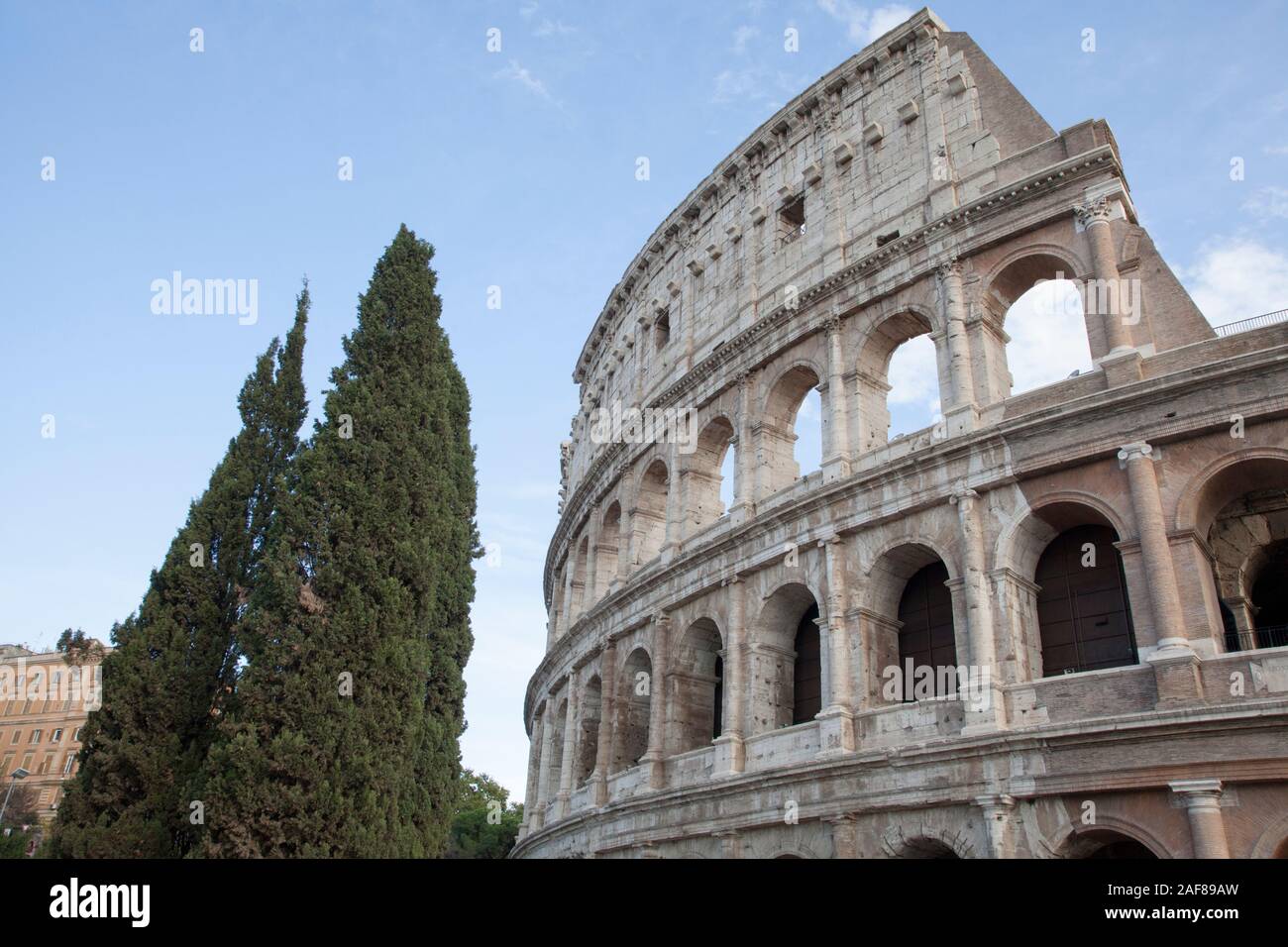The exterior walls of the Colosseum (or Coliseum) in Rome, Italy. One ...