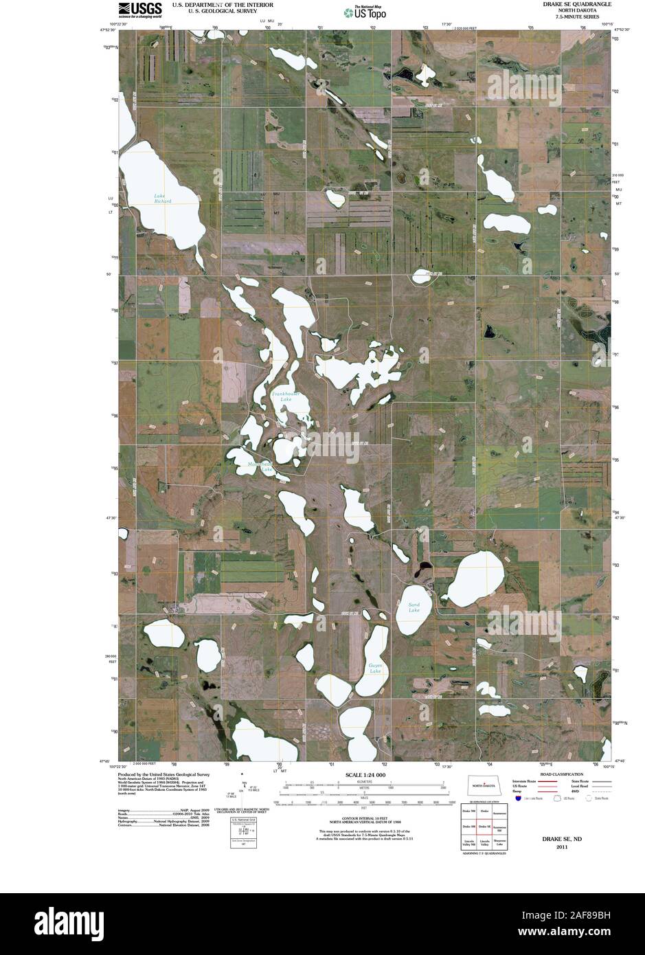 USGS TOPO Map North Dakota ND Drake SE 20110407 TM Restoration Stock ...