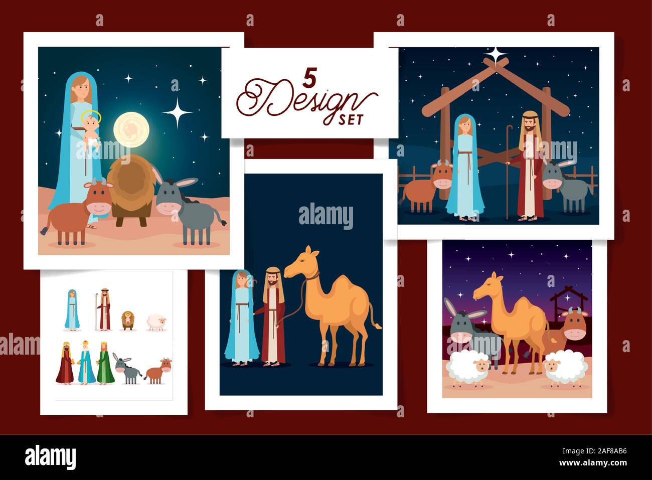 five designs of scenes manger characters Stock Vector Image & Art - Alamy