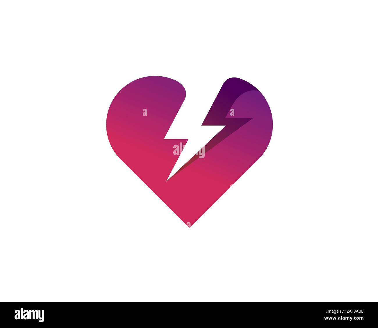 gradient heart love symbol with negative space lightning thunder ...