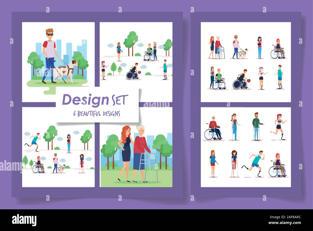 six designs of people disabled scenes Stock Vector Image & Art - Alamy