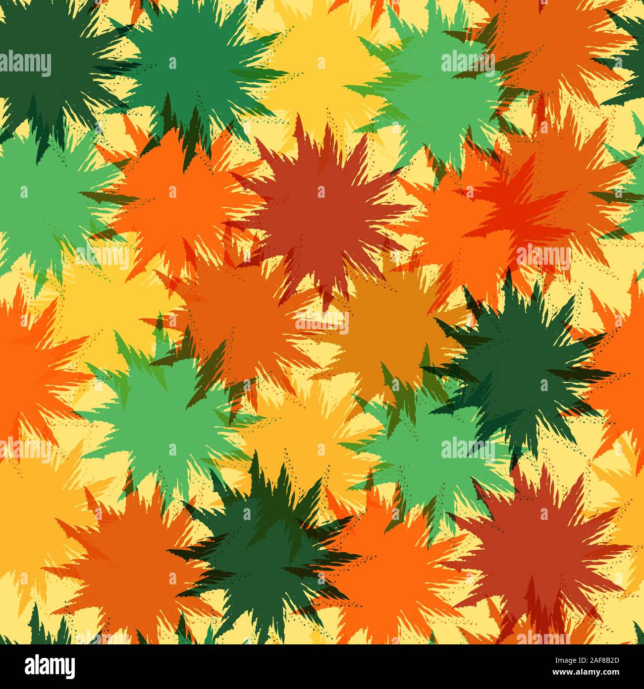 Seamless pattern of colored pointed abstract shapes from brush strokes ...