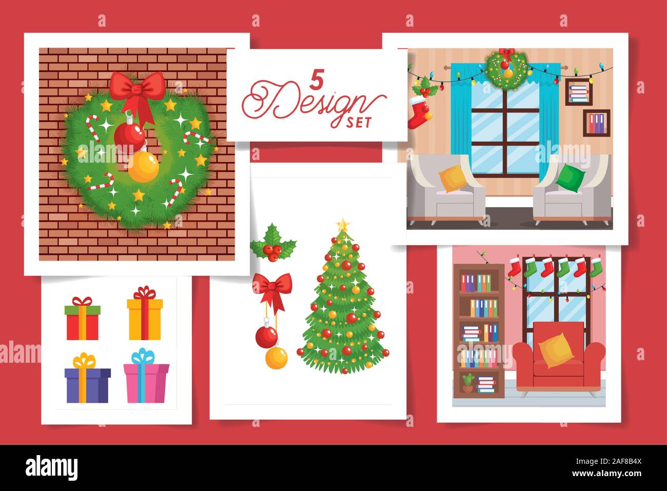 five designs scenes christmas decorative Stock Vector Image & Art - Alamy
