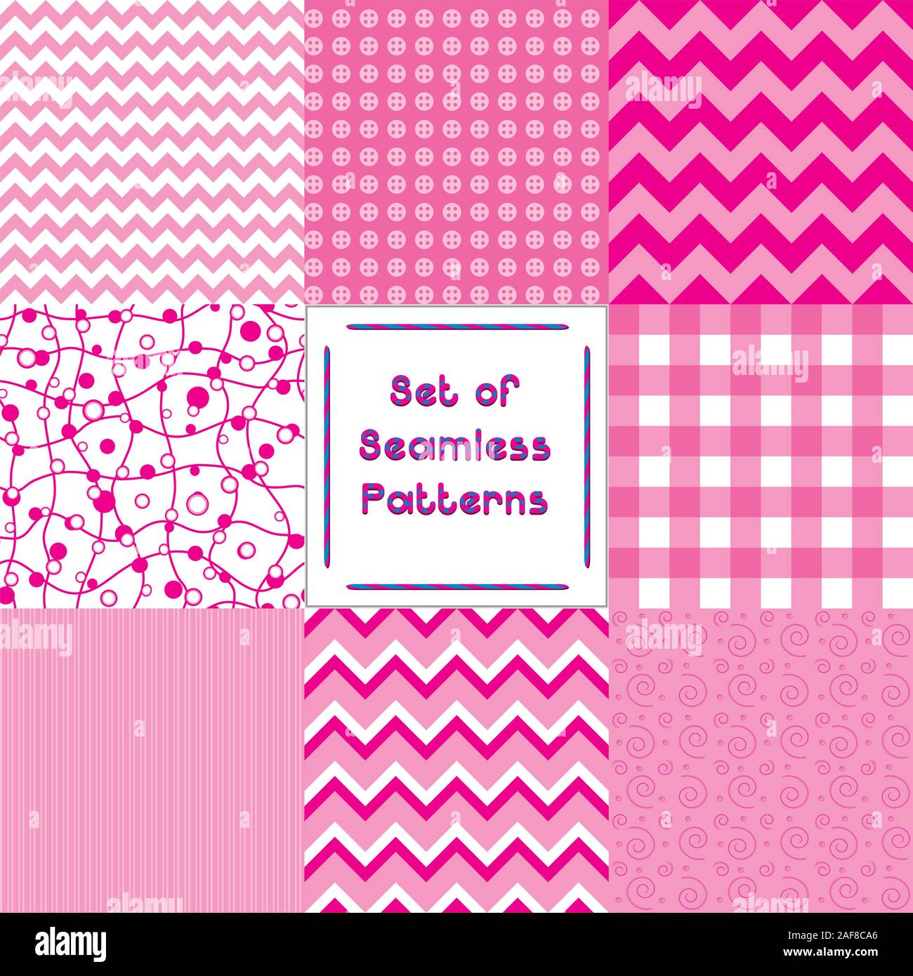 Set of abstract seamless backgrounds with pink pattern,vector ...