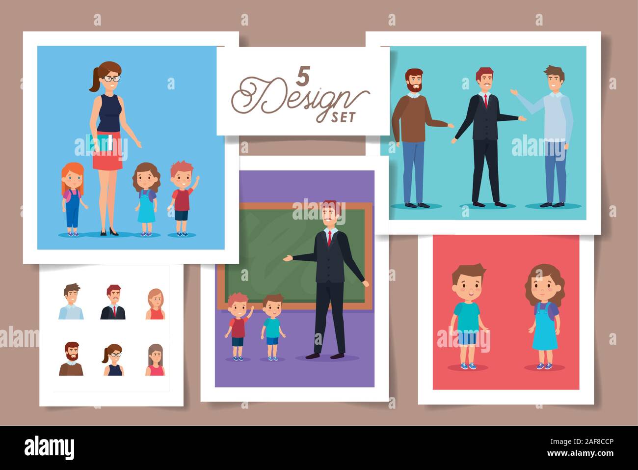 five designs of teachers and students Stock Vector Image & Art - Alamy
