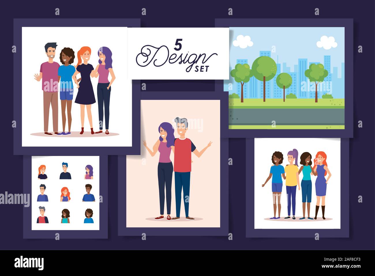 five designs of young people avatar characters Stock Vector Image & Art ...