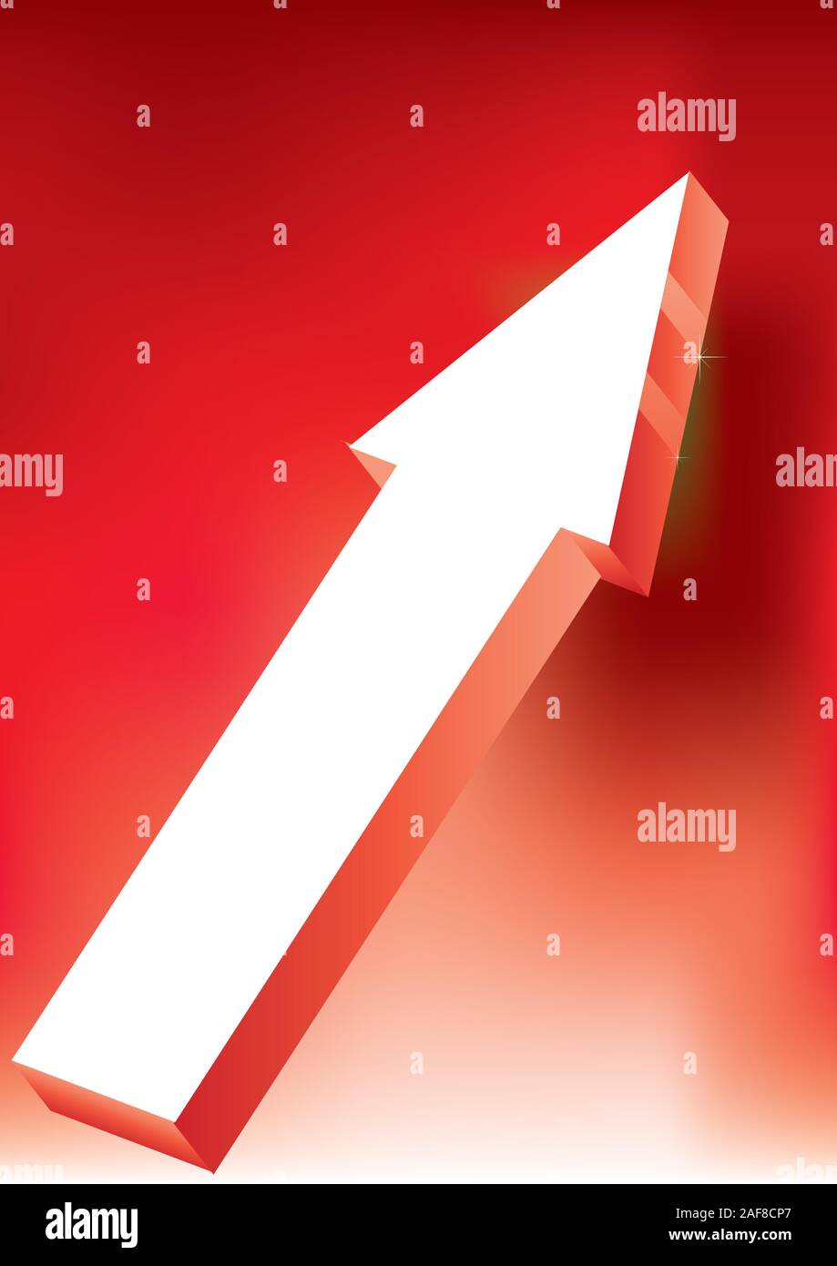 Vector Onward & Upward Arrow on red background - 3D Glossy Icon Stock ...