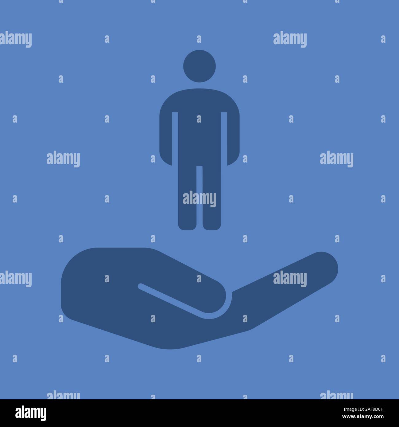 Open hand with human glyph color icon. Personnel management. Silhouette ...