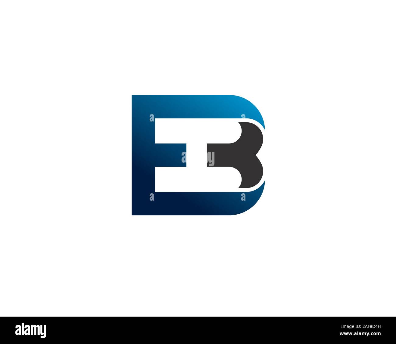 initial letter E B M ribbon negative space H anagram monogram logo ...