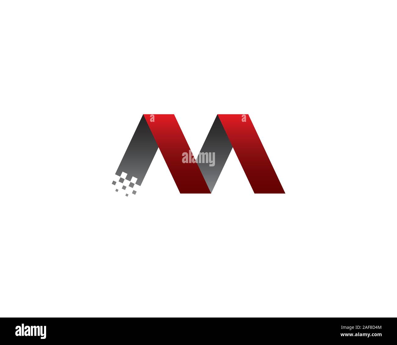 modern letter M ribbon initial monogram for data and technology logo ...