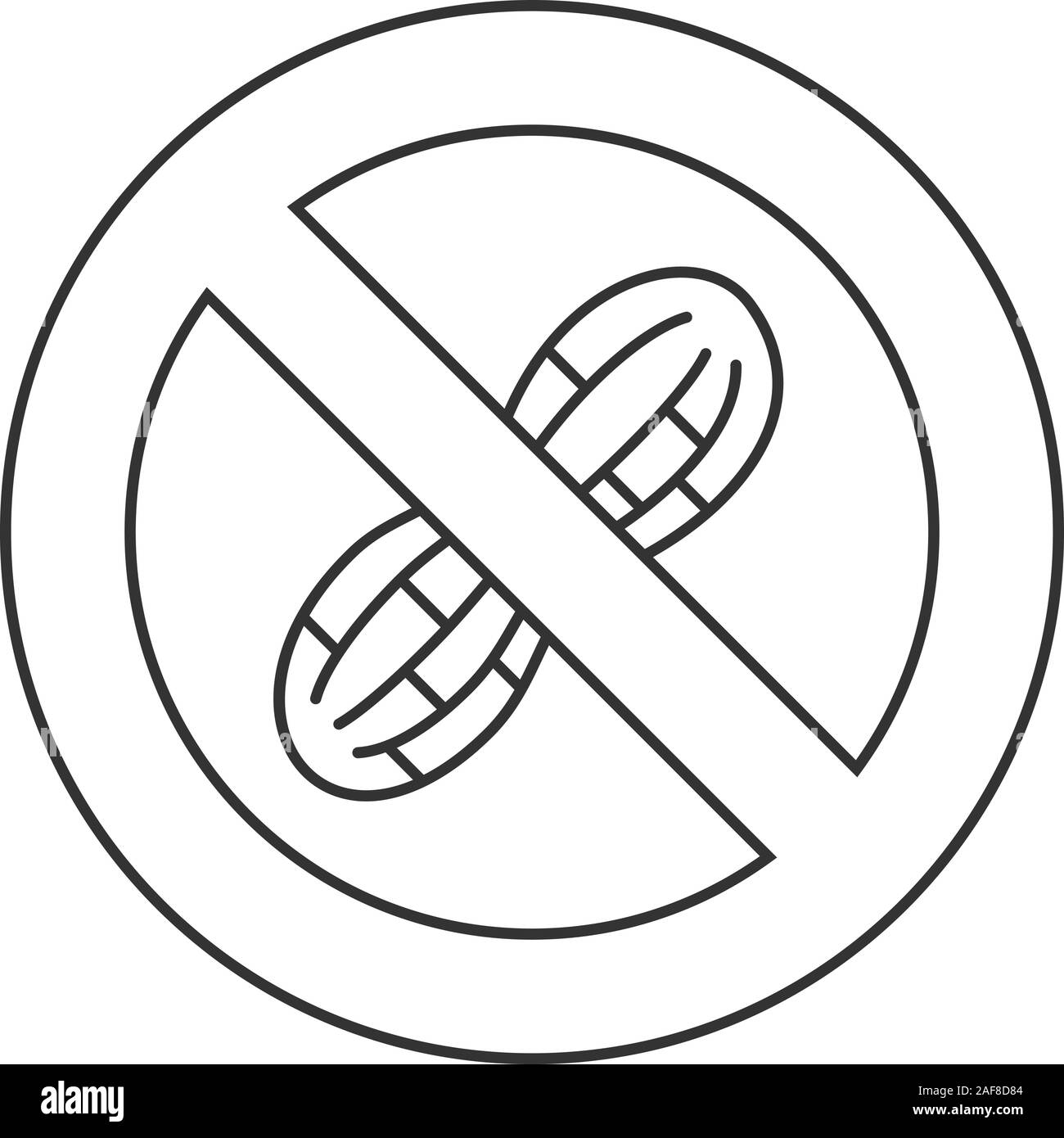 Forbidden sign with peanut linear icon. Groundnut free. Thin line ...