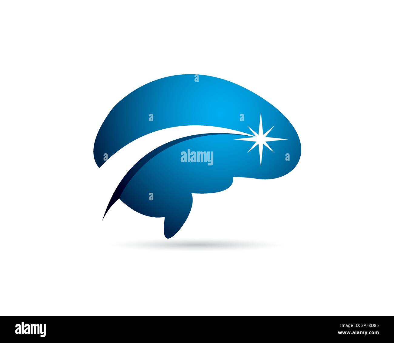 brain image with negative space road path ended in a bright star Stock ...