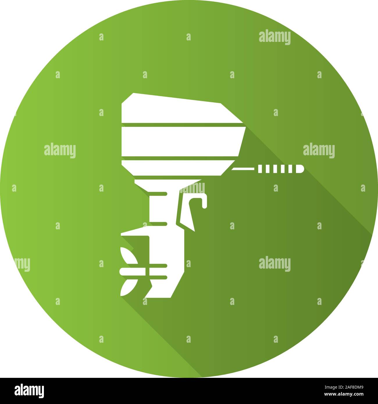 Outboard boat motor flat design long shadow glyph icon. Boat engine ...