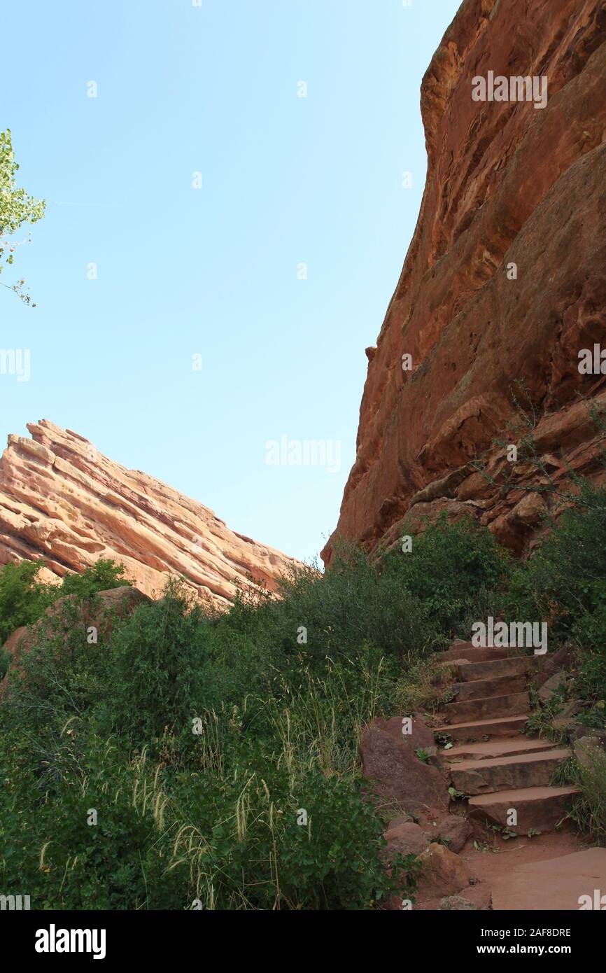 Rough stone steps placed on a sandstone slope on the Trading Post Trail ...