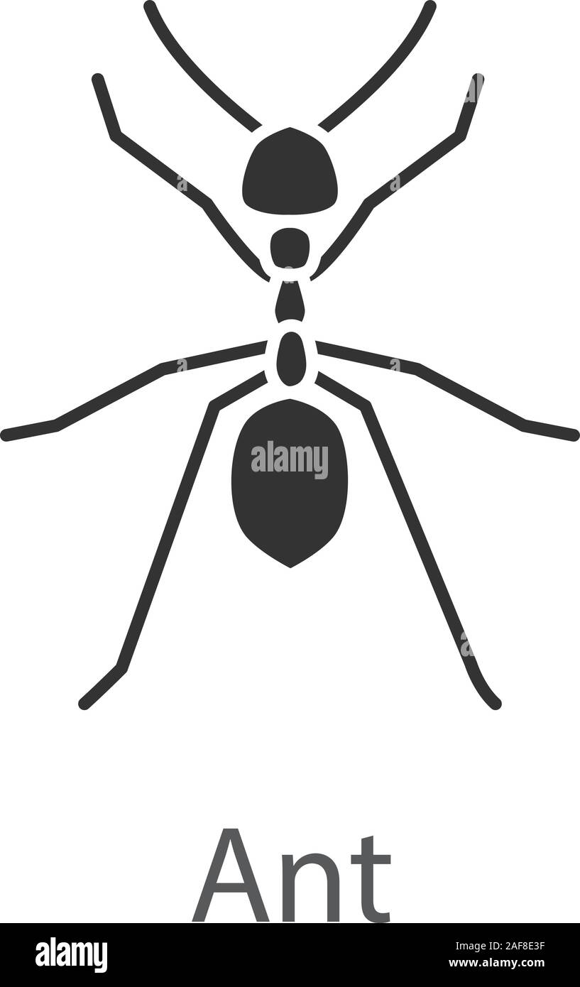 Ant glyph icon. Insect. Silhouette symbol. Negative space. Vector ...
